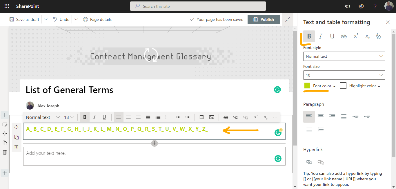 How To Create a Glossary Page in SharePoint